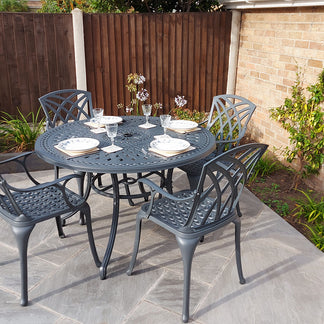 Alice - Runder Gartentisch für 4 Personen in Grau | Lazy Susan