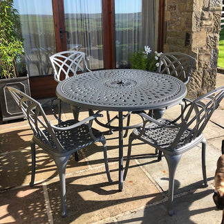 Alice - Runder Gartentisch für 4 Personen in Grau | Lazy Susan