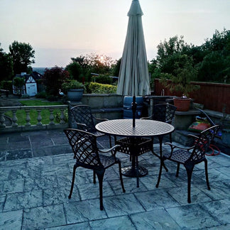 4 Sitzer Gartentischset "Sarah" in Antik Bronze | Lazy Susan