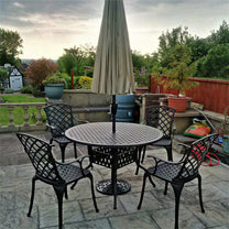 4 Sitzer Gartentischset "Sarah" in Antik Bronze | Lazy Susan